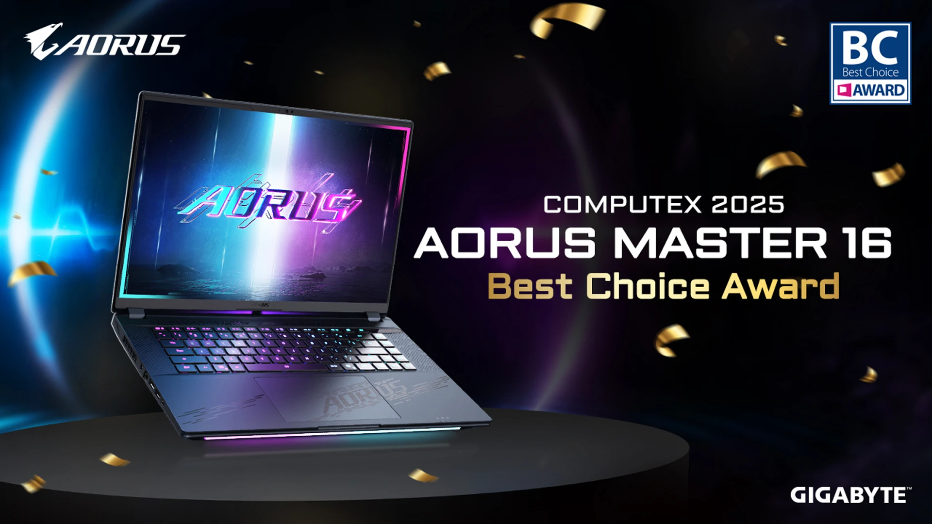 Computex25: حاسوب AORUS MASTER 16 AI PC يفوز بجائزة أفضل اختيار - Arabhardware